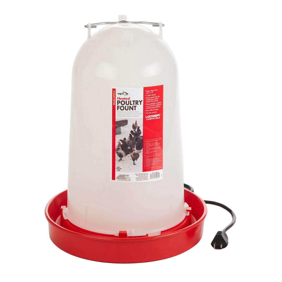 API 3 Gallon Heated Poultry Waterer - Cherokee Feed & Seed